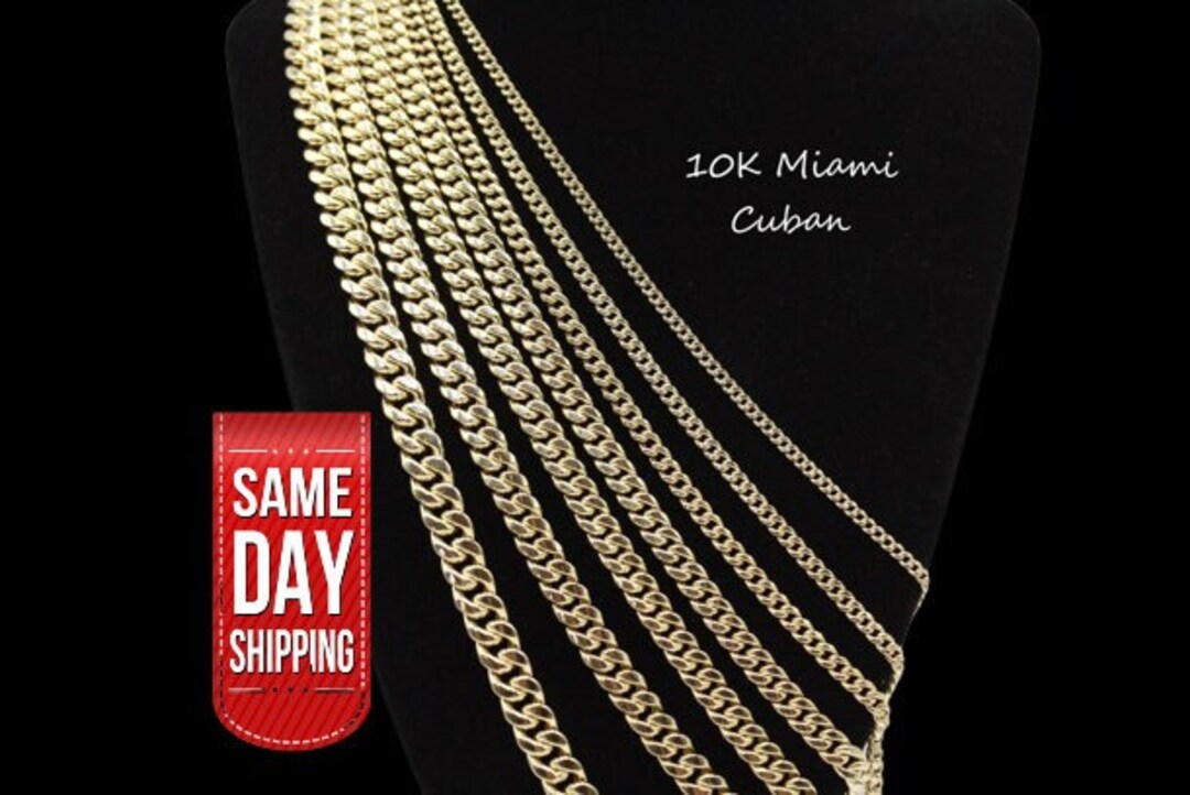 10K Solid Miami Cuban Chain, 10kt Gold Chain, Real Gold Chain, 3mm 3 ...