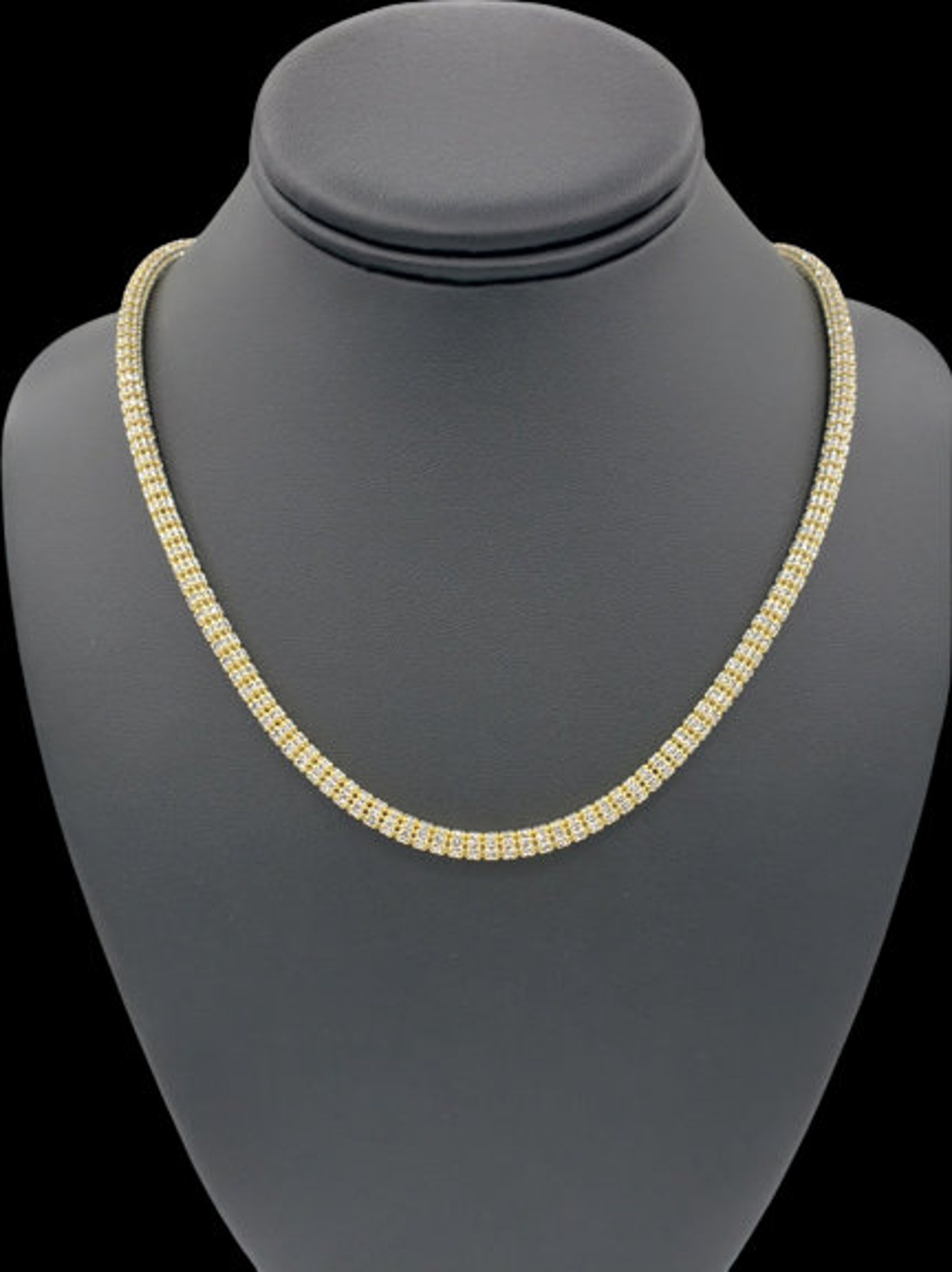 10k SOLID Real Gold Diamond Cut Ice Link Chain Necklace , 3-4.5mm ...