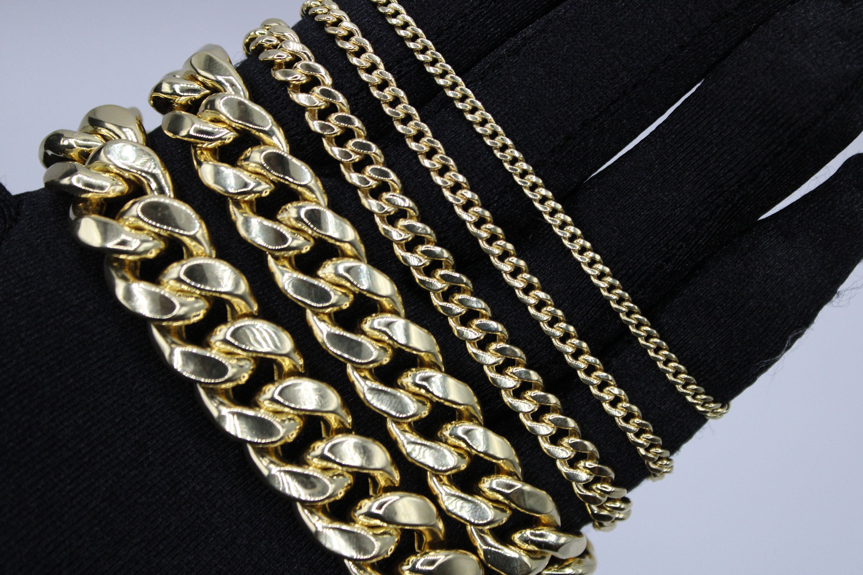 14k Yellow Gold Miami Cuban Chain Bracelet Lobster Claw Lock Real 14K ...