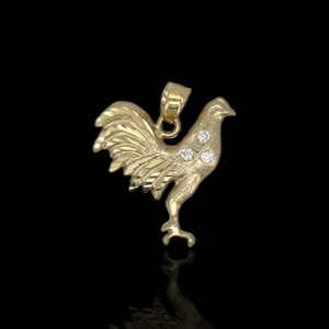 Chicken Cz Pendant - 10K Yellow Gold - Etsy
