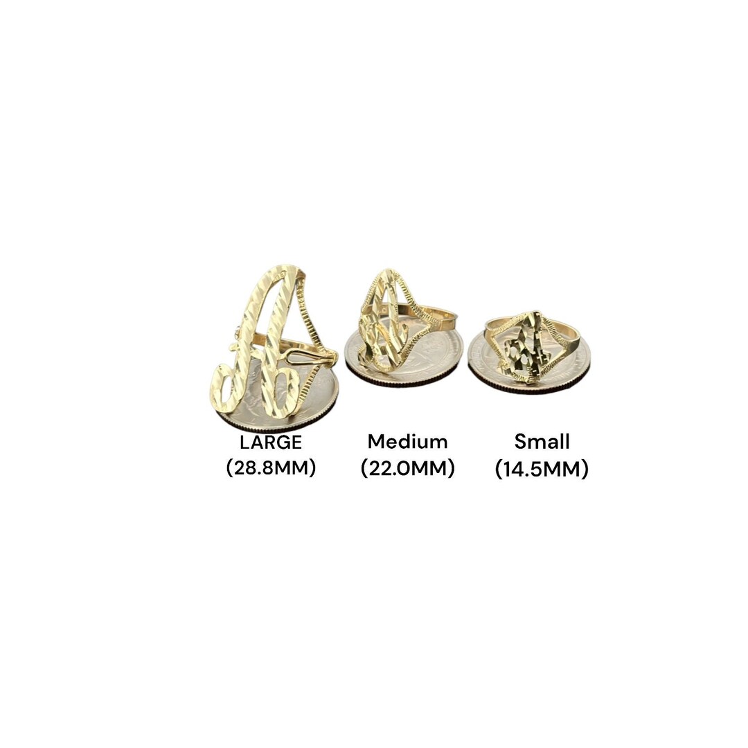 10k Solid Gold Cursive Initial Letter Alphabet Diamond Cut Monogram ...