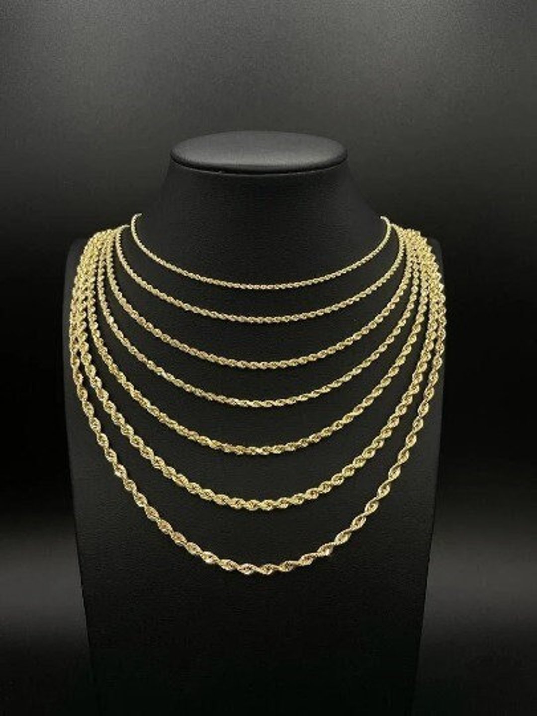14K Solid Gold Rope Chain Gold Rope Necklace 2mm 2.3mm 2.5mm 3mm 3.5mm ...