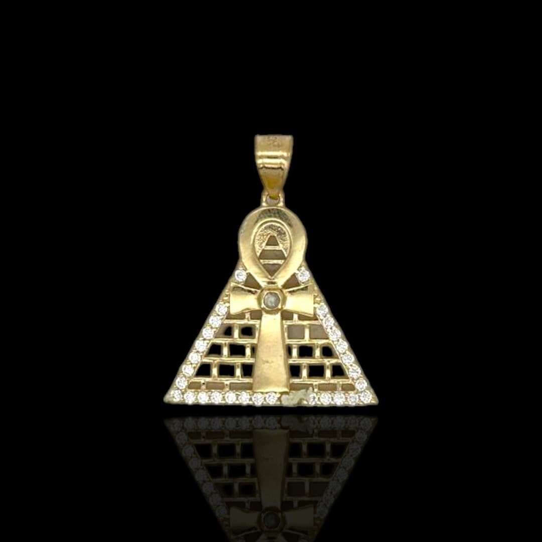 Pyramed Cz Pendant - 10K Yellow Gold - Etsy