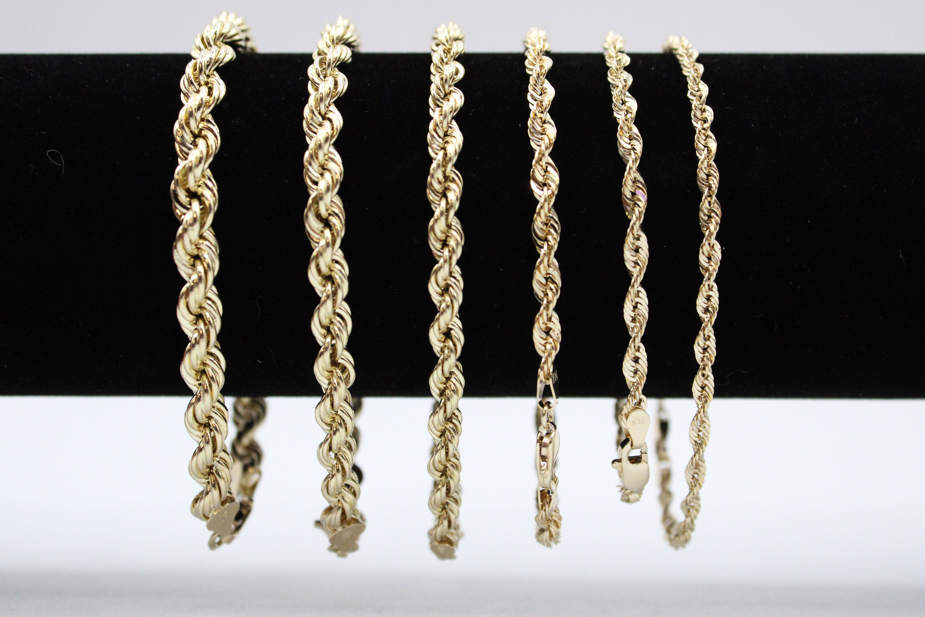 14K Gold Rope Chain Gold Rope Chain Bracelet 3mm 3.5mm 4mm | Etsy