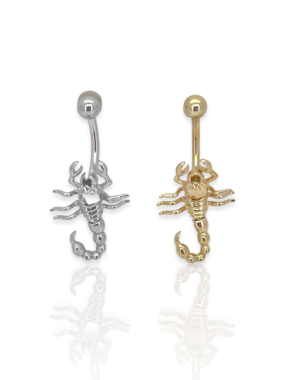 14k Yellow or White Gold Belly Button Scorpion Shape - Ball Screw Body ...
