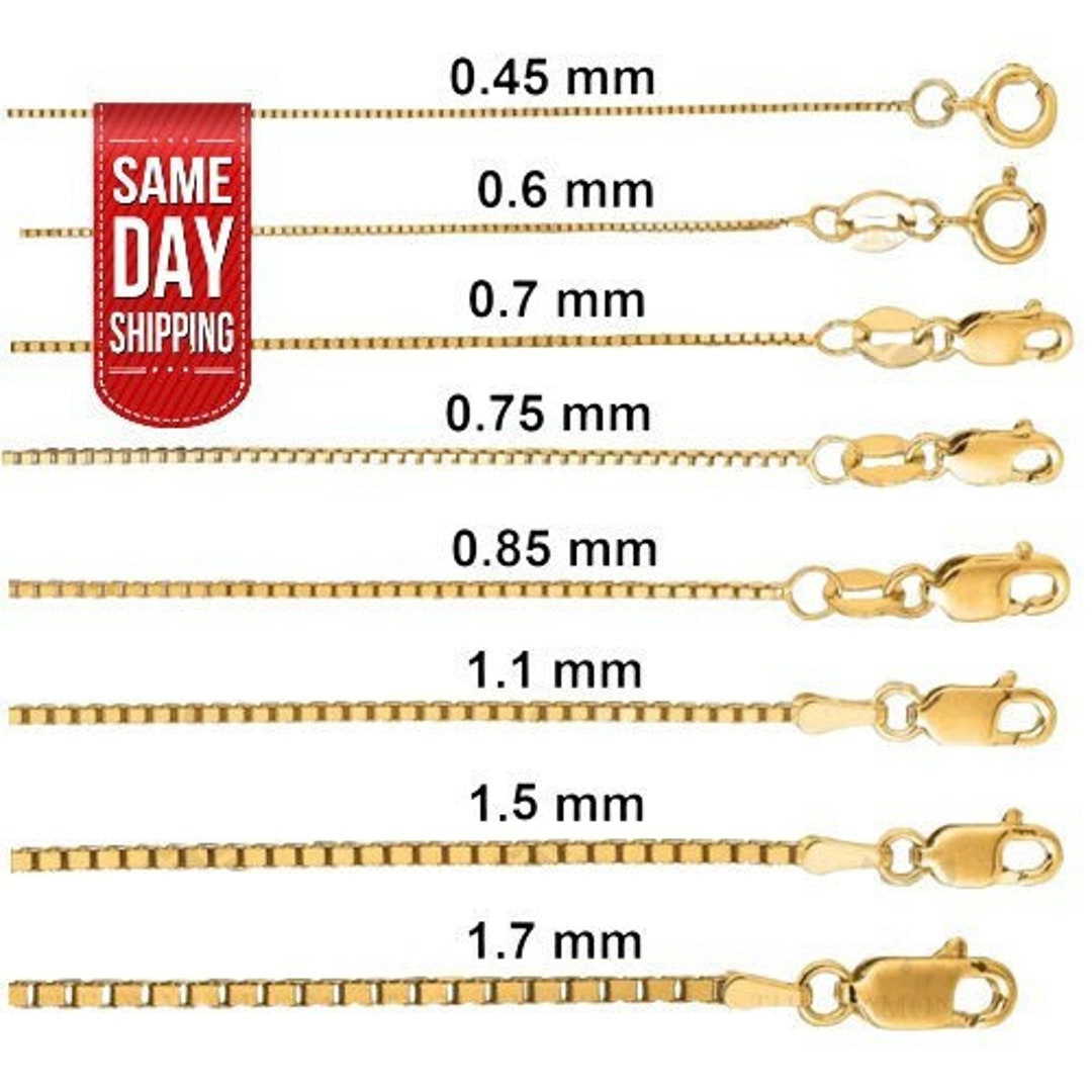 14K Solid Gold Box Chain Necklace, Delicate Dainty Layered Necklace ...