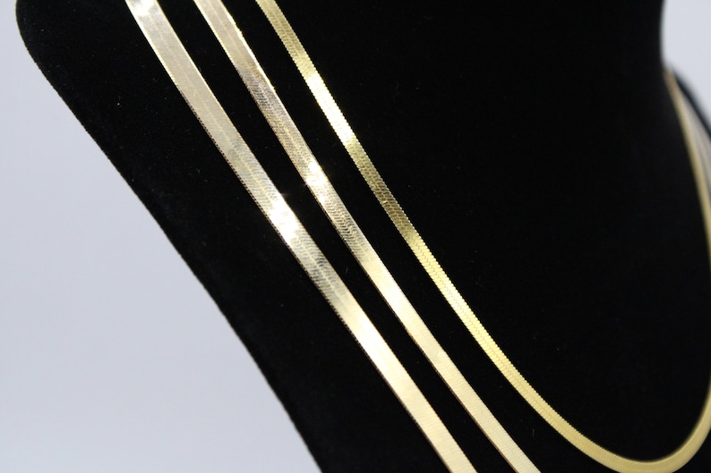 14K Solid Yellow Gold Herringbone Chain Necklace 3mm 4mm 5mm - Etsy