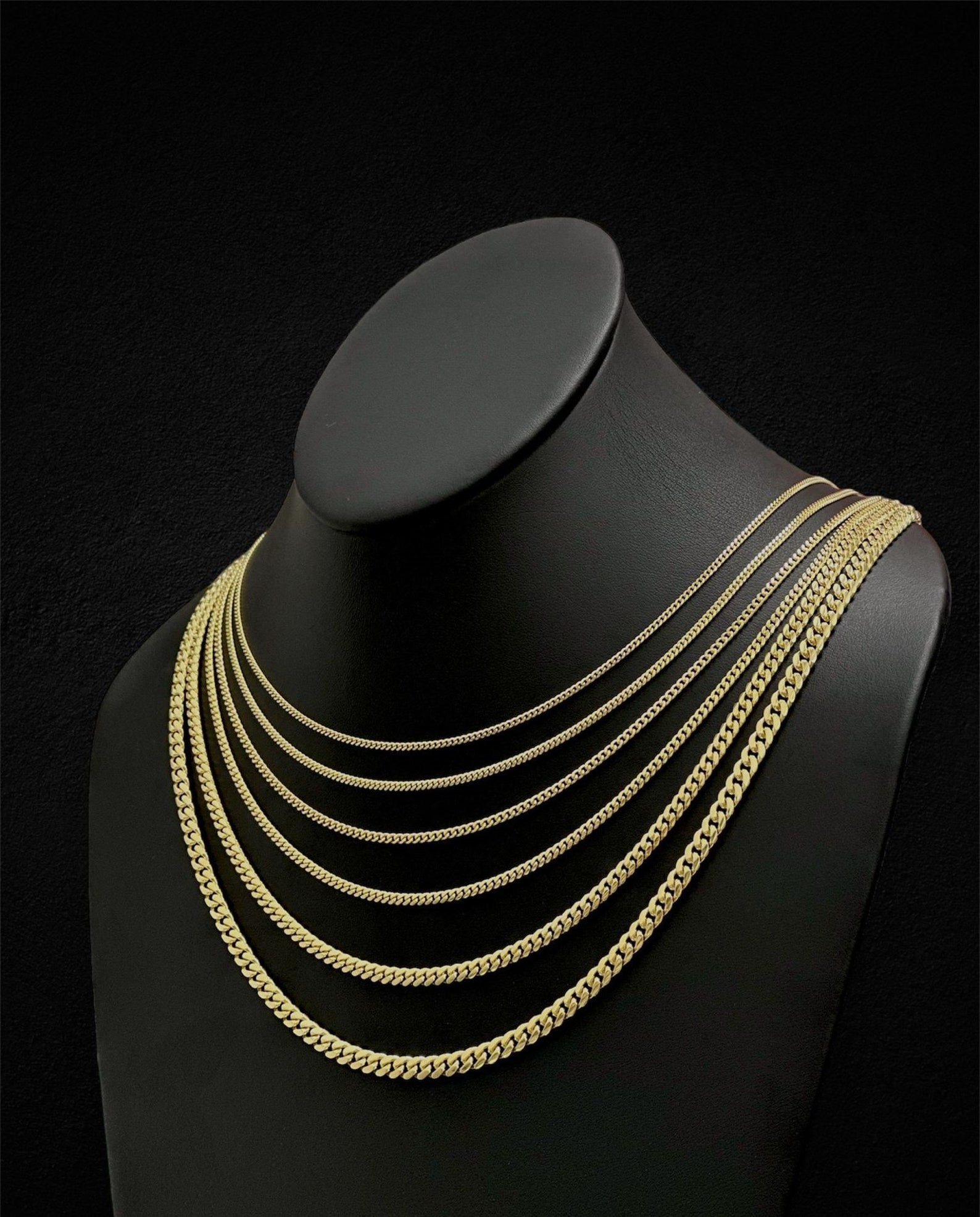 14k FULLY SOLID Gold Miami Cuban Link Chain Necklace 1.7mm-5mm, Real ...