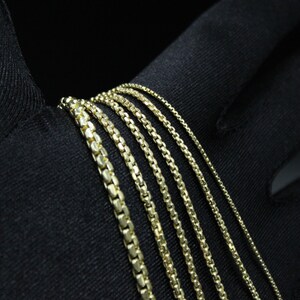 14K Yellow Gold Round Box Chain Necklace, 16" to 26" Inch, 1MM to 3MM ...