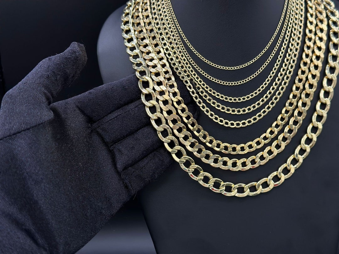 14K Gold Cuban Chain, 14kt Gold Chain, Real Gold Chain,2mm 2.5mm 3.5mm ...