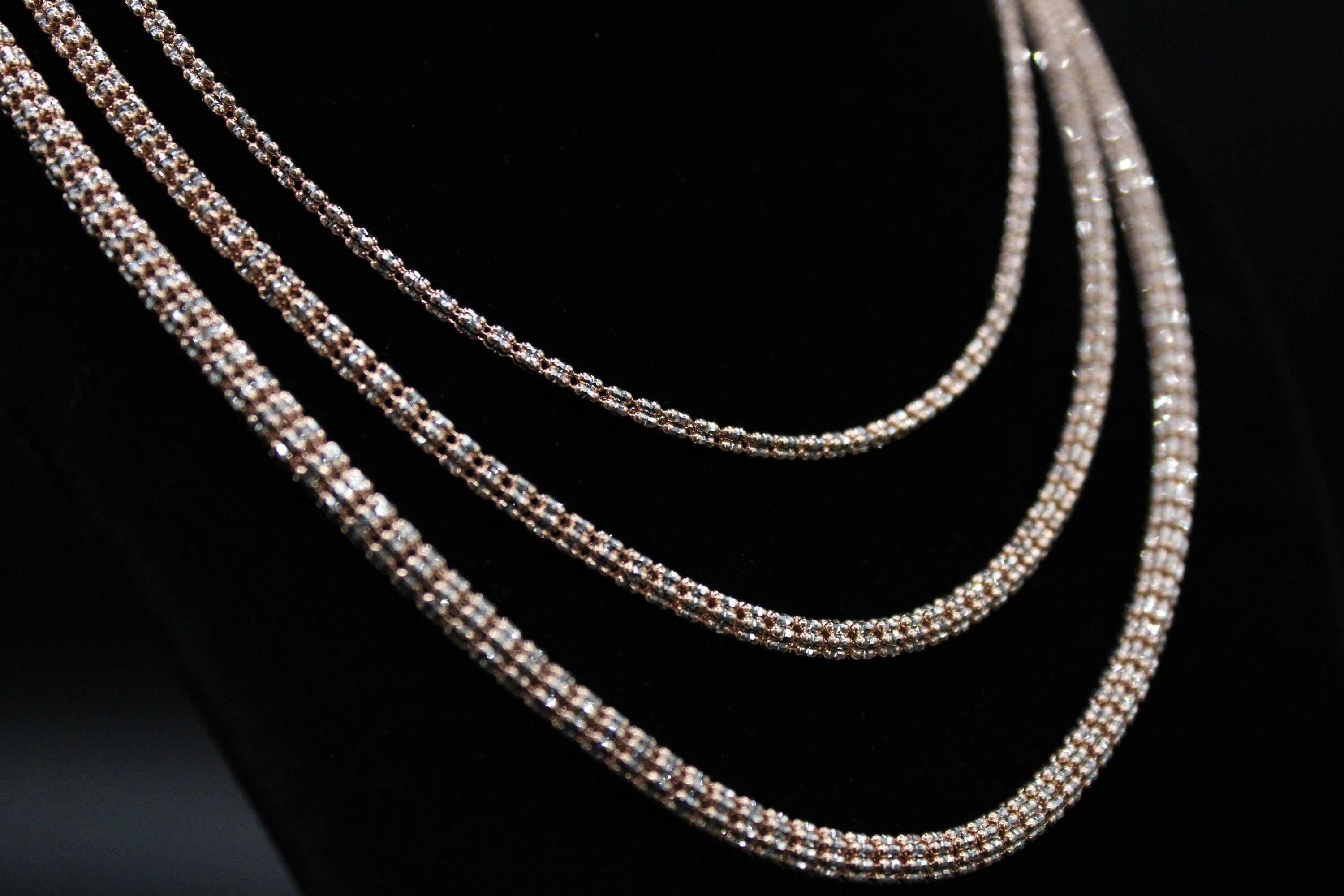 10k SOLID Real Gold Diamond Cut Ice Link Chain Necklace Rose - Etsy