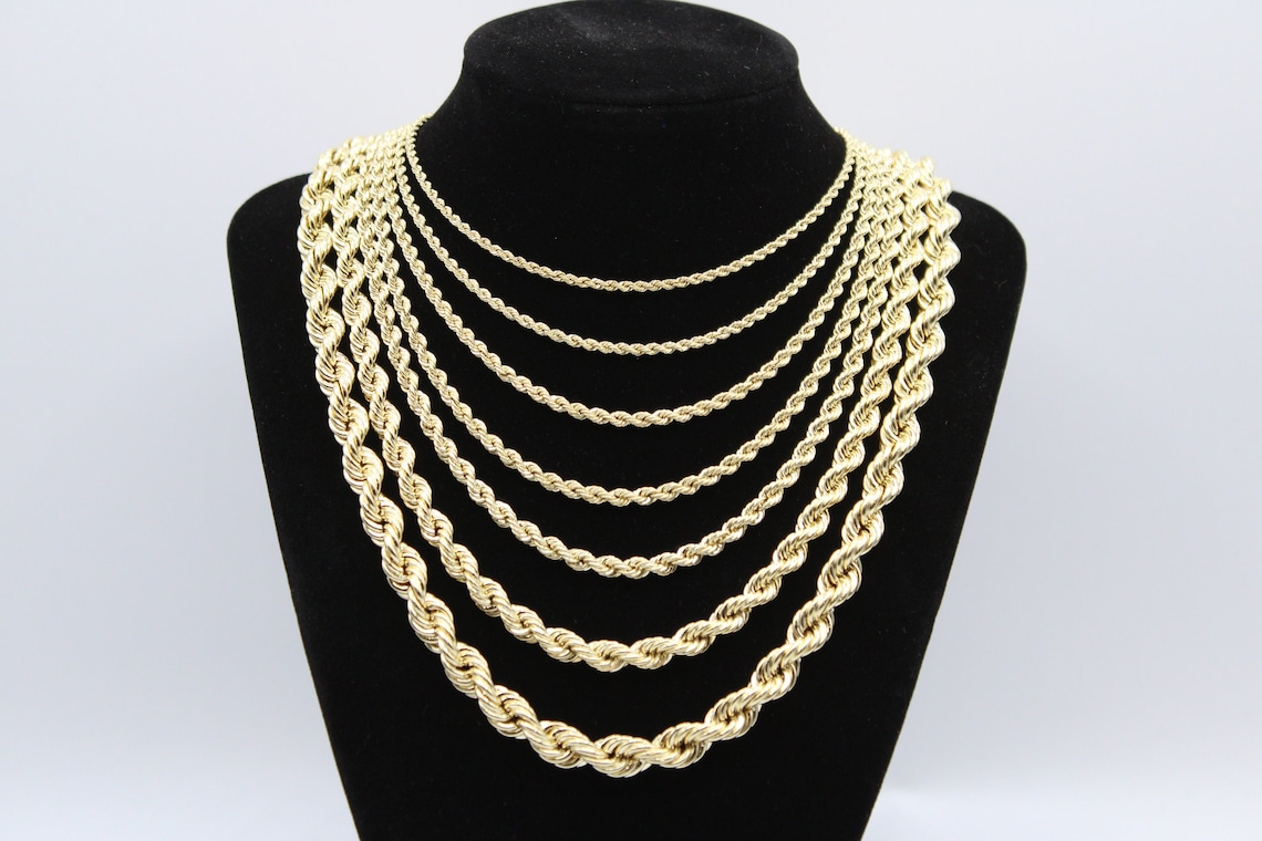 10K Solid Gold Rope Chain Gold Rope Chain Necklace 2mm 2.5mm - Etsy