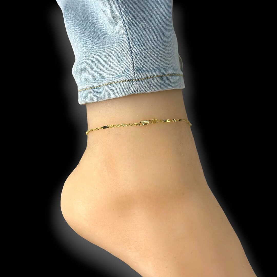 Twisted Rope Anklet - 10K Yellow Gold - Etsy