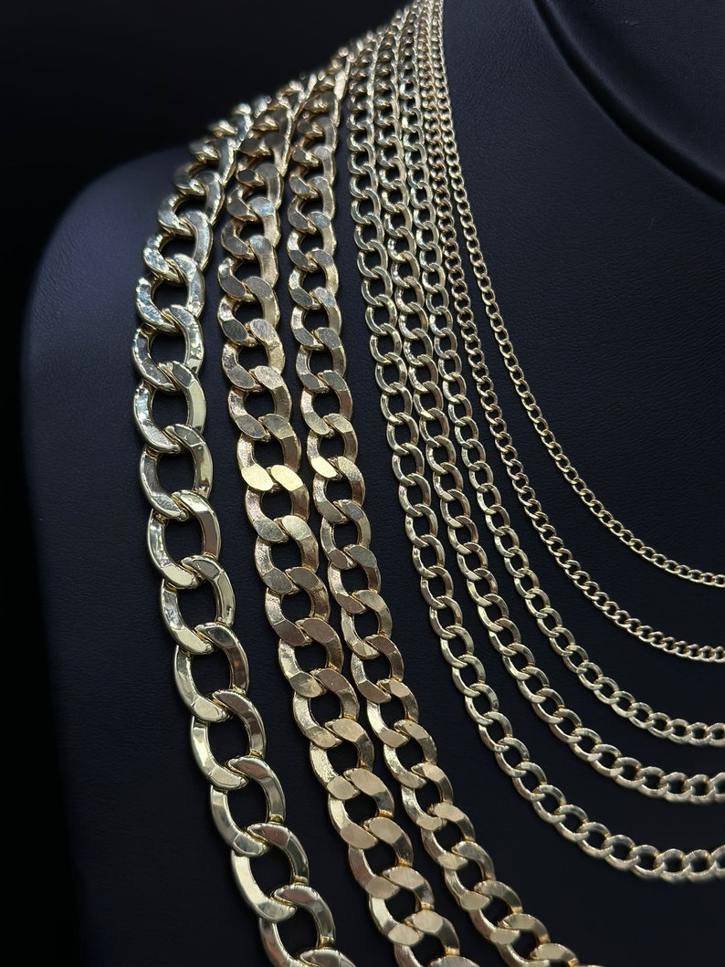 14K Gold Cuban Chain, 14kt Gold Chain, Real Gold Chain,2mm 2.5mm 3.5mm ...