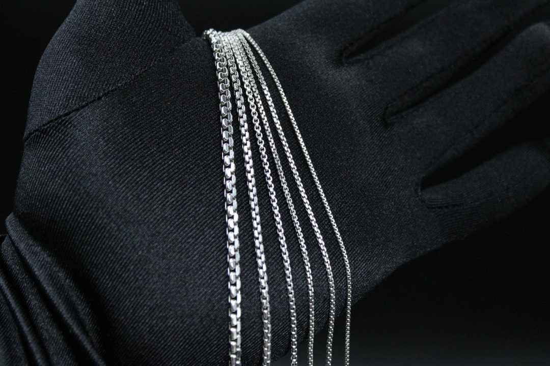 14K White Gold Round Box Chain Necklace, 16" to 26" Inch, 1MM to 3MM ...