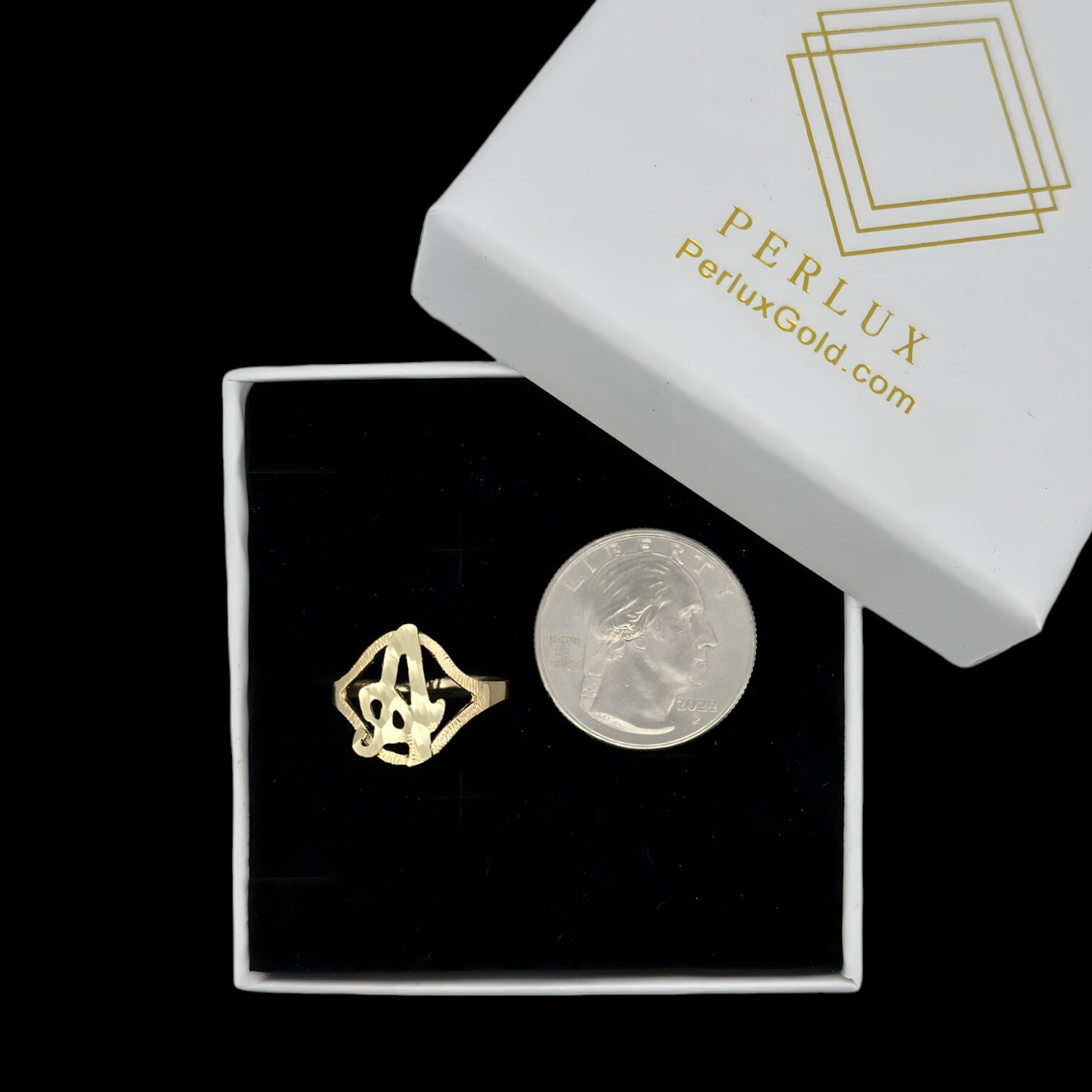 10k Solid Gold Cursive Initial Letter Alphabet Diamond Cut Monogram ...