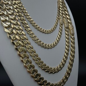 14k Yellow Gold Miami Cuban Chain or Bracelet Zirconia Box Lock, 6mm ...