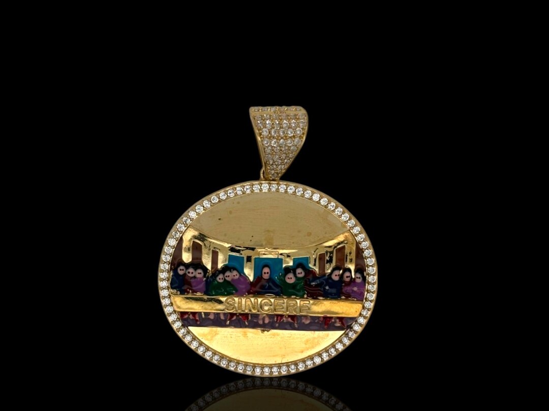 10K Yellow Gold Apostles Last Supper Charm/pendant, Authentic, Textured ...