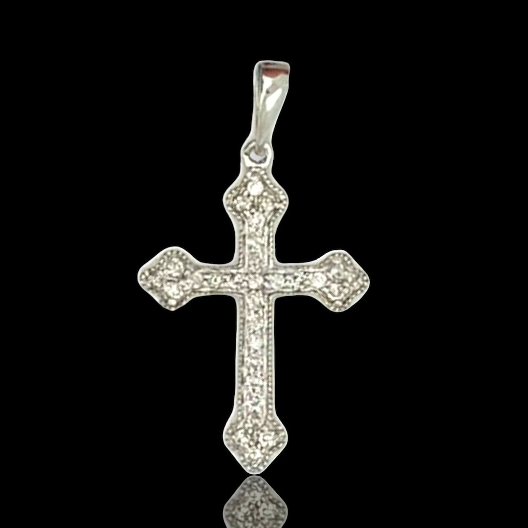 Diamond Cross Necklace / 14k Gold Diamond Cross 0.15 CT / Dainty ...
