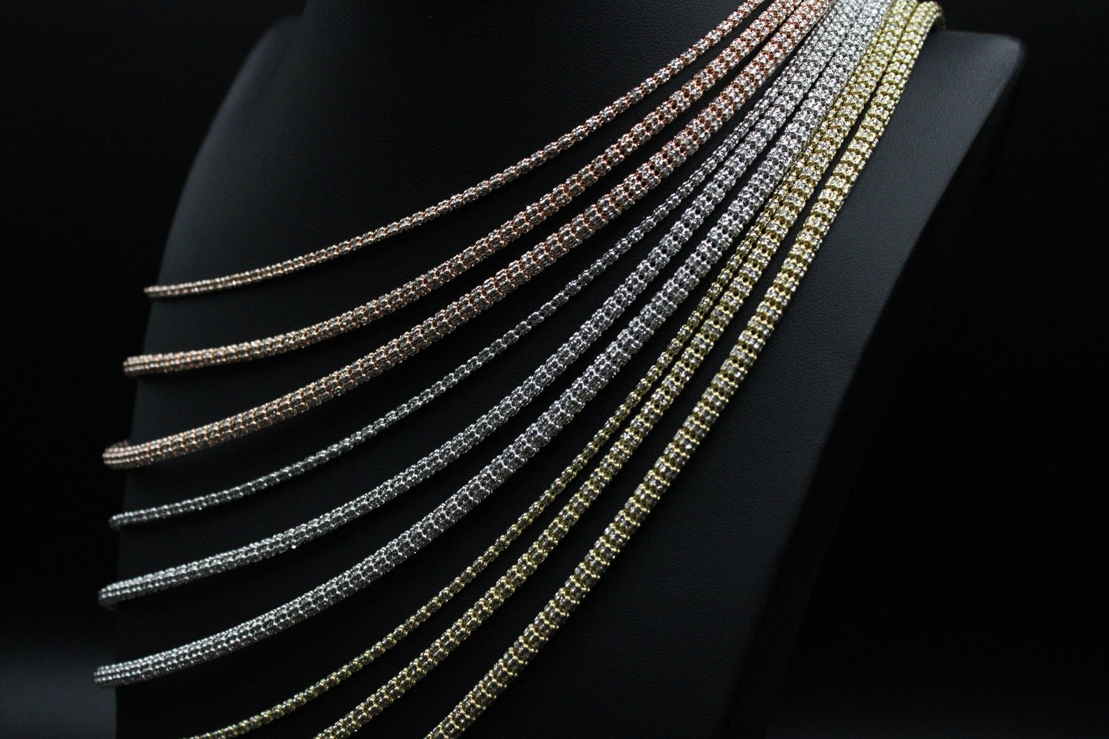 10k SOLID Real Gold Diamond Cut Ice Link Chain Necklace Rose Gold ...