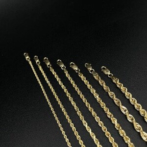 14K Solid Gold Rope Chain Gold Rope Necklace 2mm 2.3mm 2.5mm 3mm 3.5mm ...