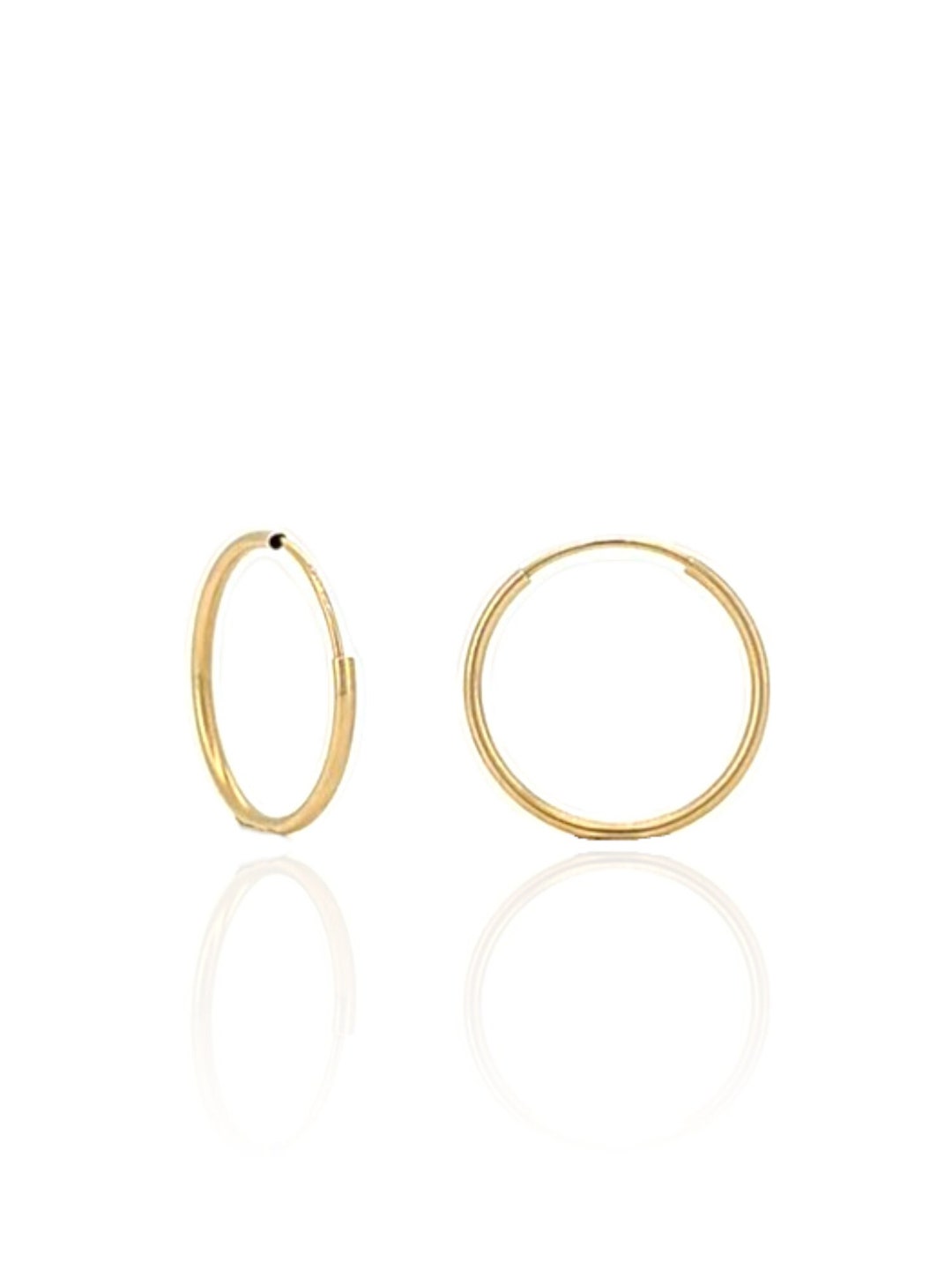 14K Yellow Gold Endless Hoop Earrings, Essential and Minimal Round ...