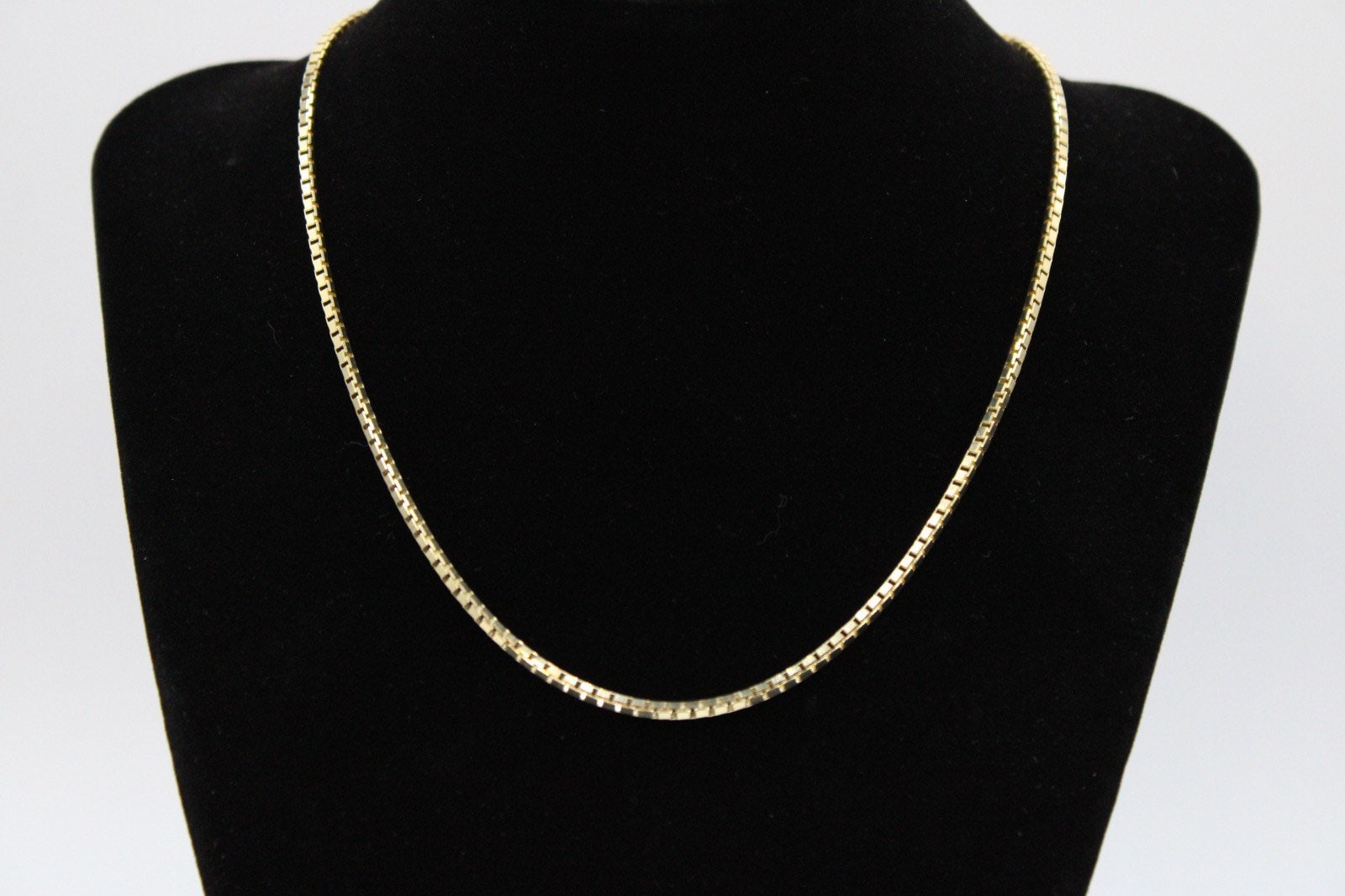 10K Solid Yellow Gold Box Chain Necklace, 14