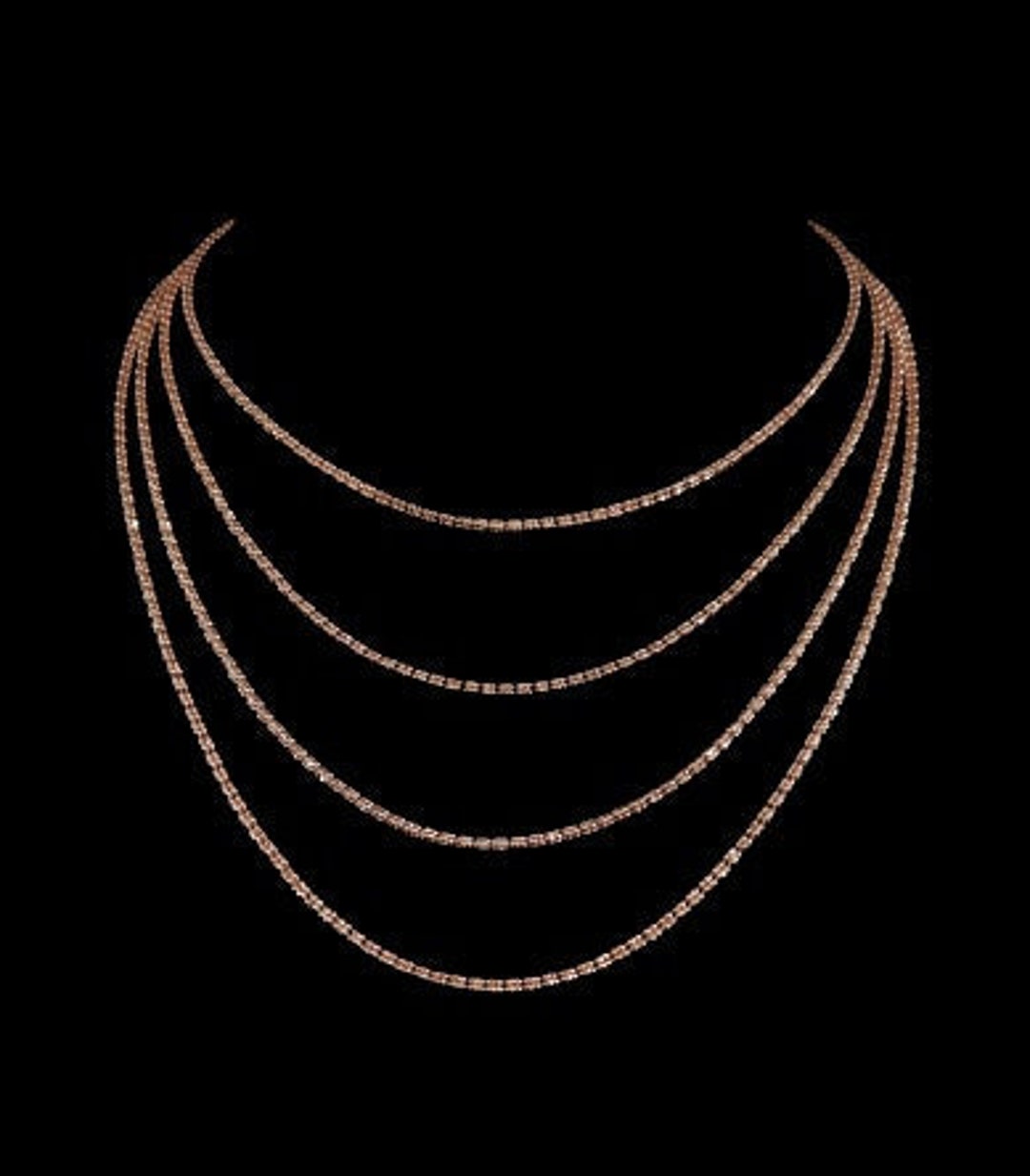 10k SOLID Real Gold Diamond Cut Ice Link Chain Necklace , 3-4.5mm Rose ...