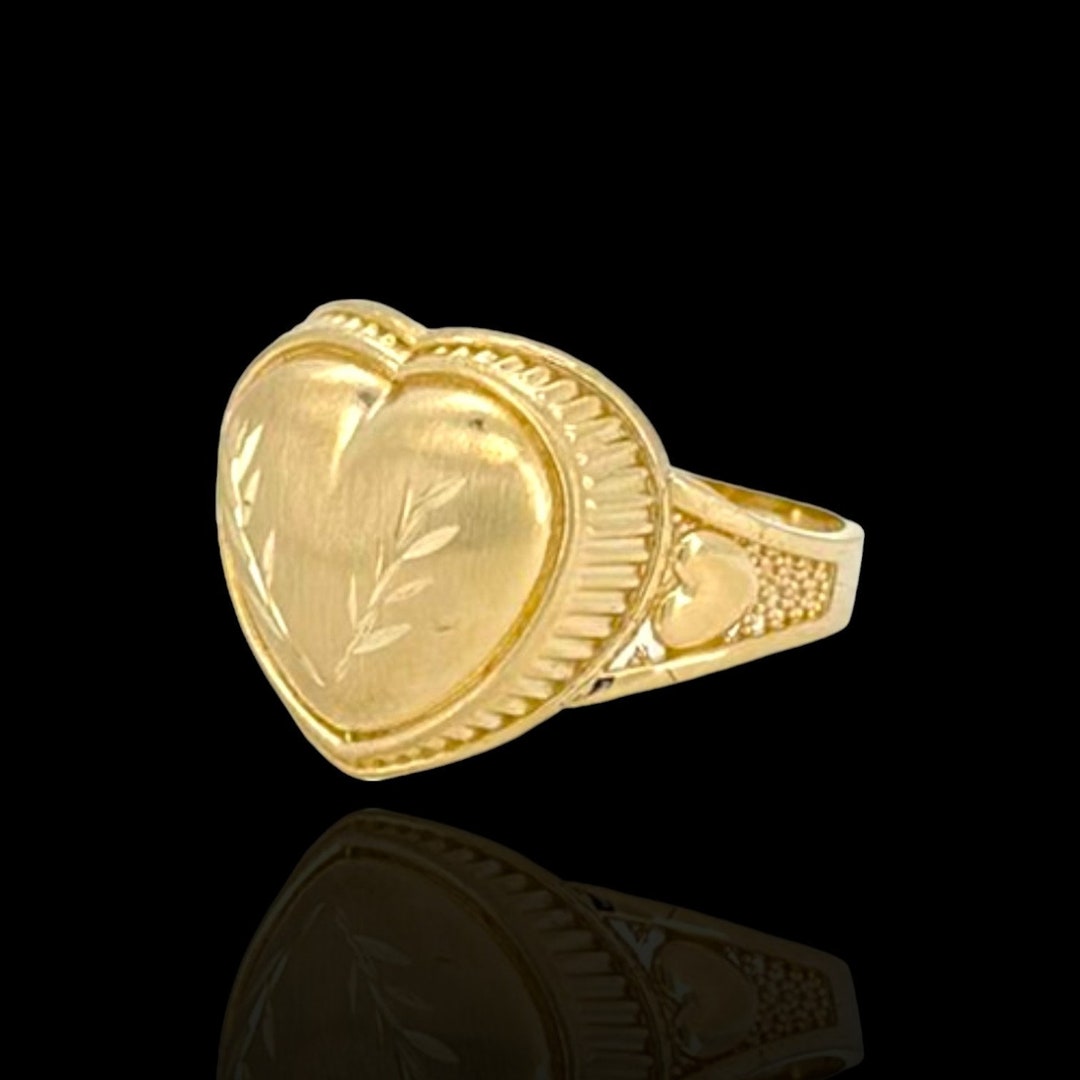 Puffed Heart Ring - 10K Yellow Gold - Etsy