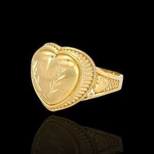 Puffed Heart Ring - 10K Yellow Gold - Etsy