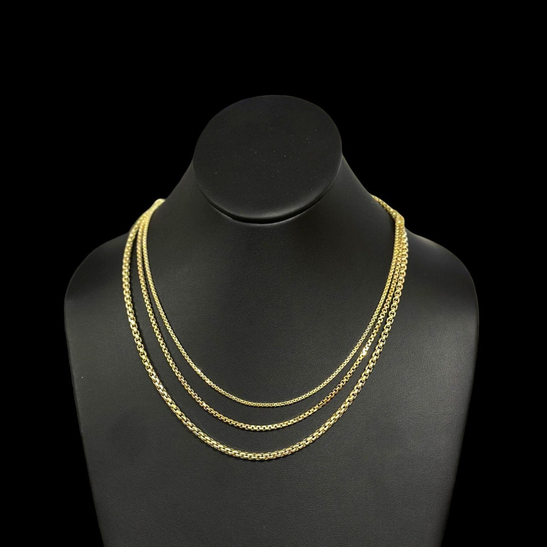 10k Yellow Gold Round Box Chain Link - Box Chain - Size Variations - Etsy