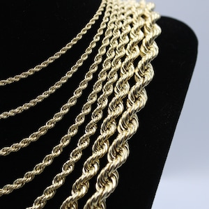 10K Solid Gold Rope Chain Gold Rope Chain Necklace 2mm 2.5mm 3mm 3.5mm ...