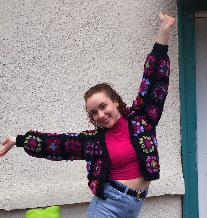 Cropped Granny Square Cardigan - Etsy