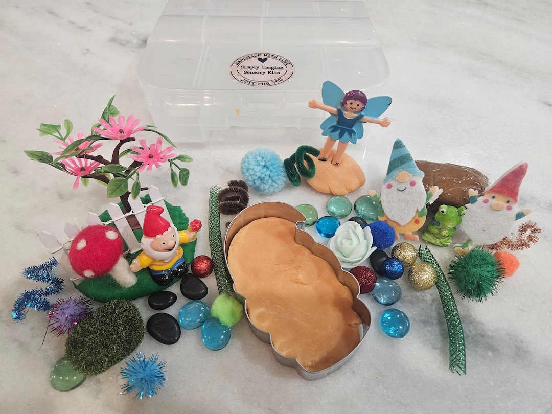 Gnomes Playdough Sensory Kit, Fairies, Kids Gift, Birthday, Summer ...