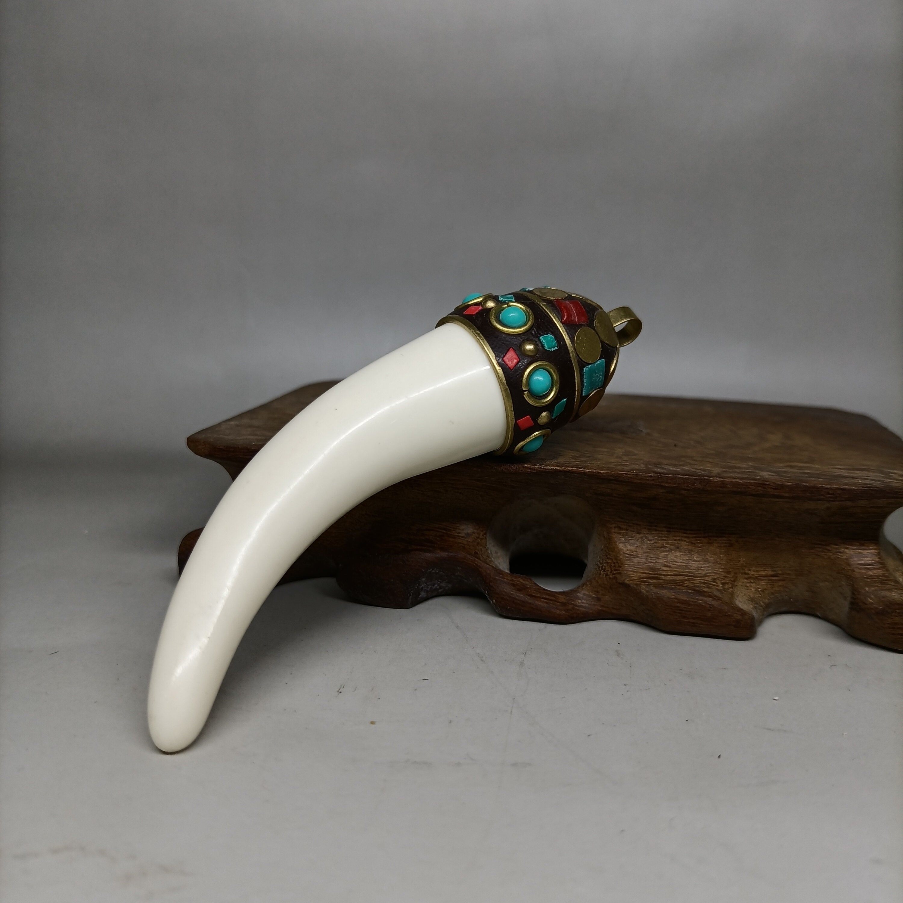 Chinese Ancient Tooth Pendant Inlaid With Gems by Hand - Etsy UK