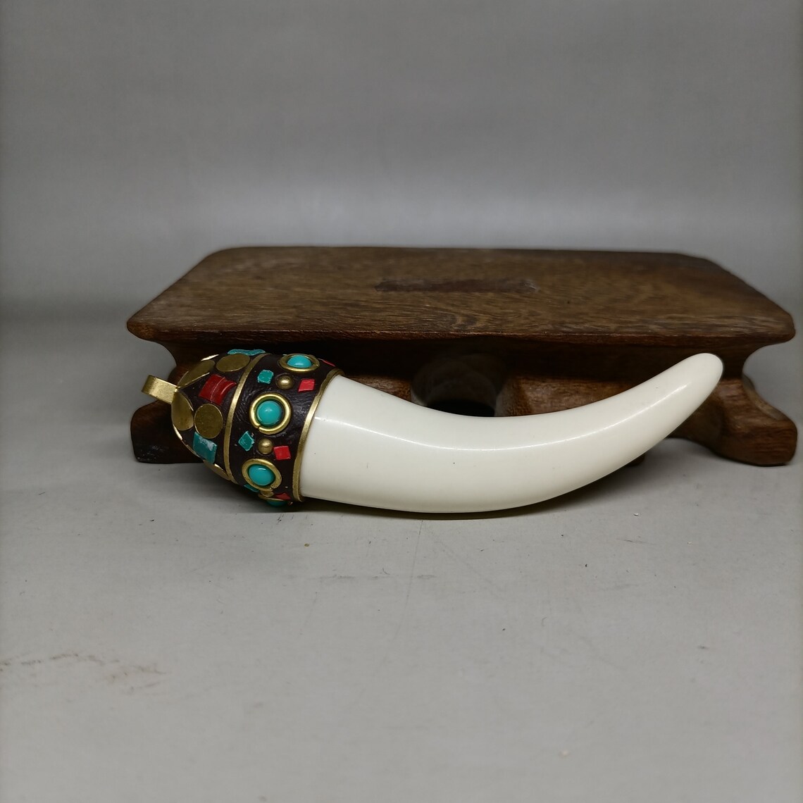 Chinese Ancient Tooth Pendant Inlaid With Gems by Hand - Etsy UK