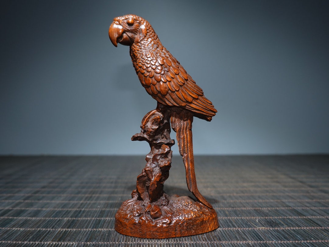 Chinese Statues Are Pure Handmade Carved Boxwood Parrot Ornaments, Rare ...
