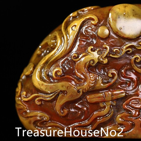 Tools Seal ornaments Hand-carved natural Shoushan Stone Tiger Dragon ...