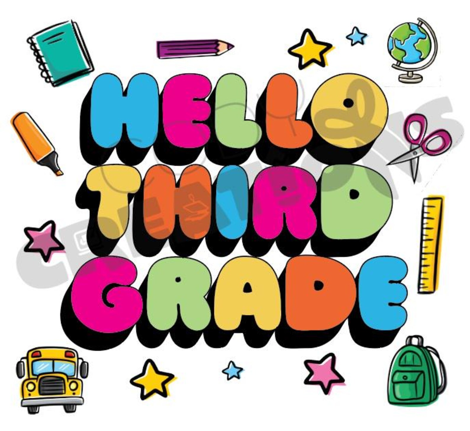 Hello Third Grade PNG - Etsy