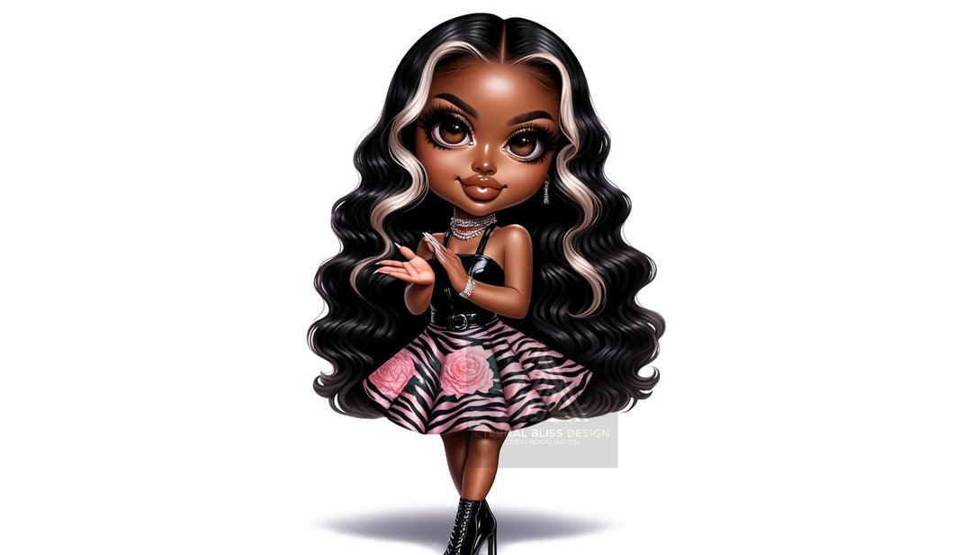 Cute Black Chibi Girl - Etsy