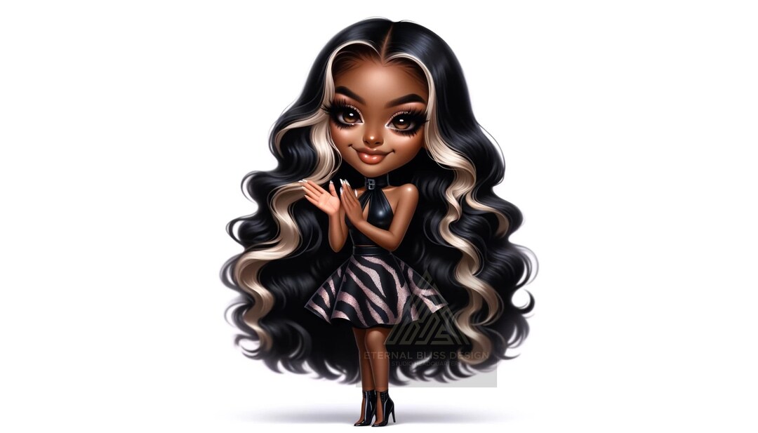 Super Cute Black Chibi Girl - Etsy