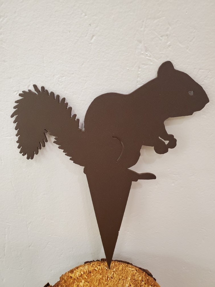 Squirrel Garden Stake Metal Yard Decor - Etsy