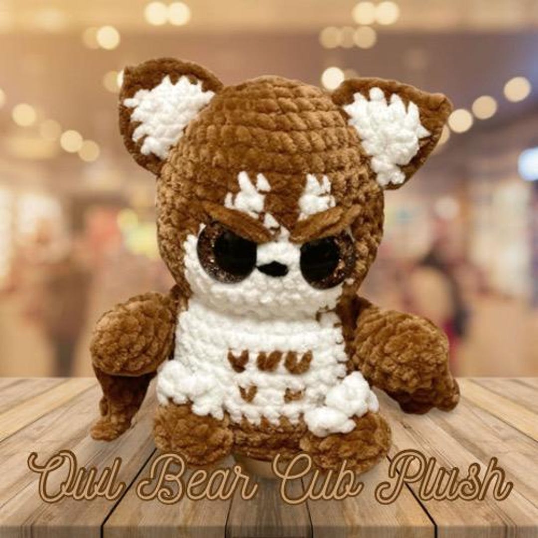 Crochet Owl Bear Cub Plush, Handmade Stuffed Animal With Custom Eyes - Etsy
