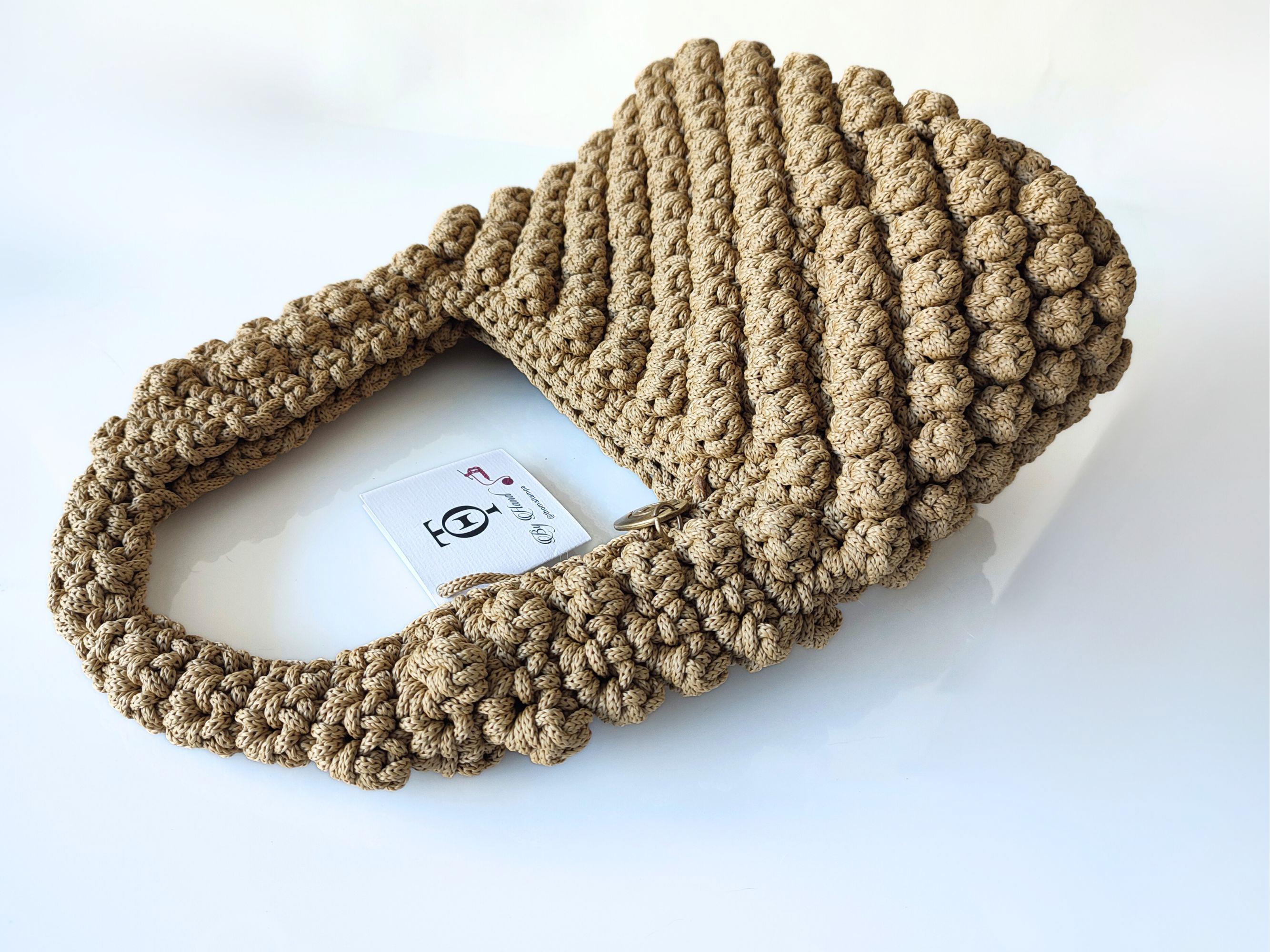 Ambitious Elegance Hand-knitted Bag, Light or Dark Beige Multi-purpose ...
