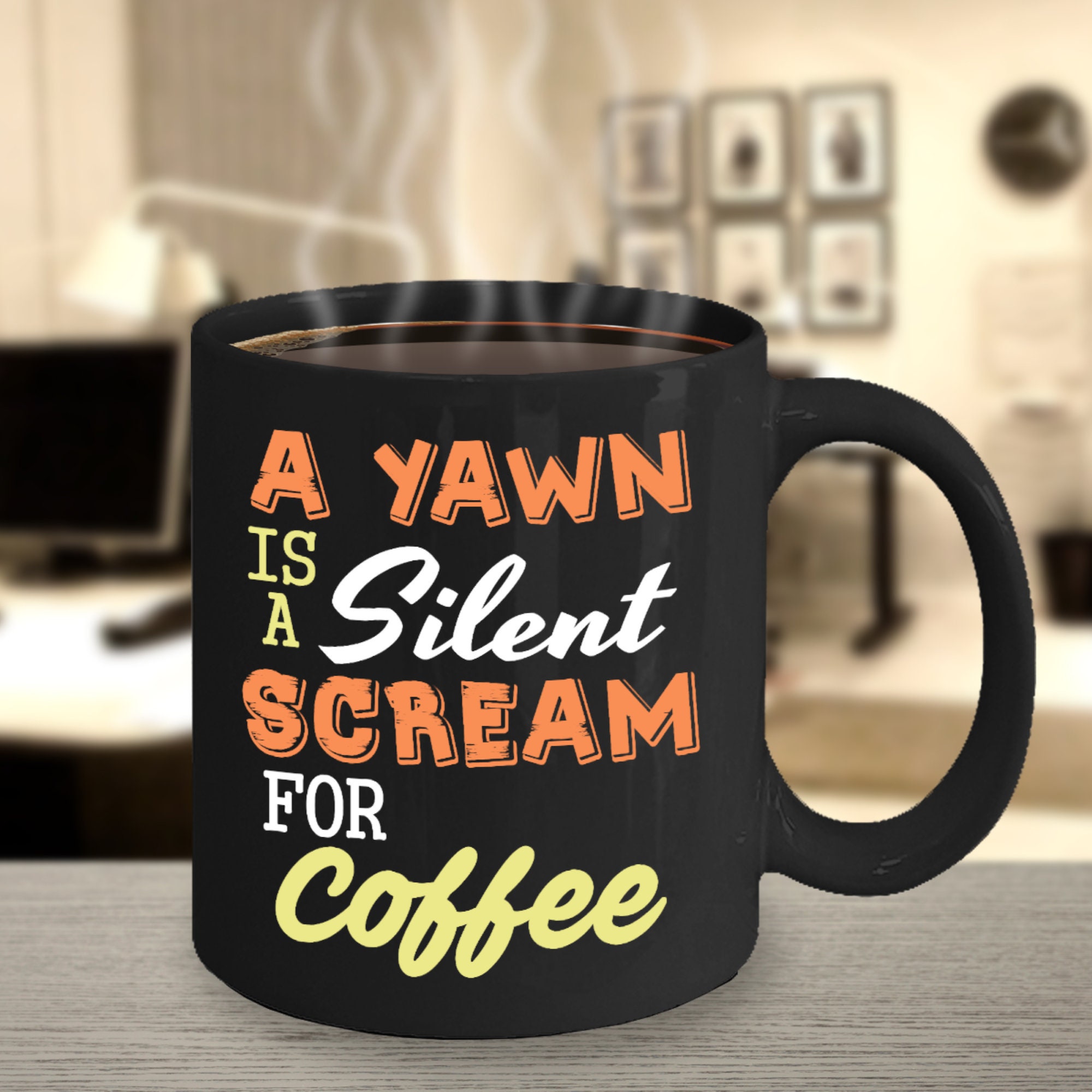 Sarcastic Coffee Mugs for Women for Men A Yawn is A Silent - Etsy