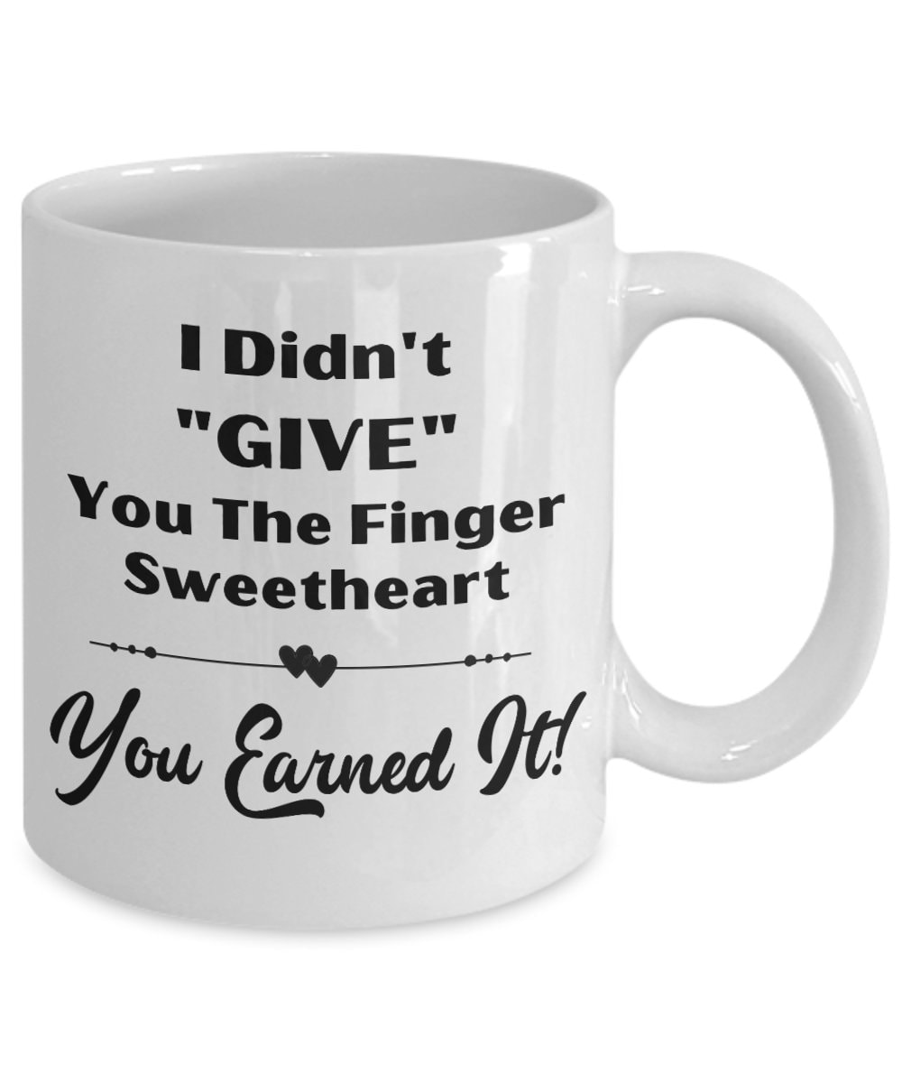 Flipping You off Funny Snarky Rude Sayings Middle Finger White Ceramic ...