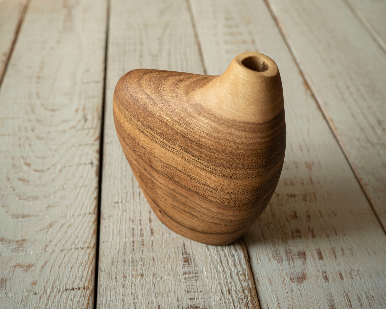 Small Wooden Vase for Dried Flowers, Solid Walnut Hardwood, Natural ...