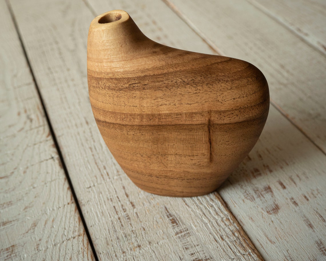 Small Wooden Vase for Dried Flowers, Solid Walnut Hardwood, Natural ...