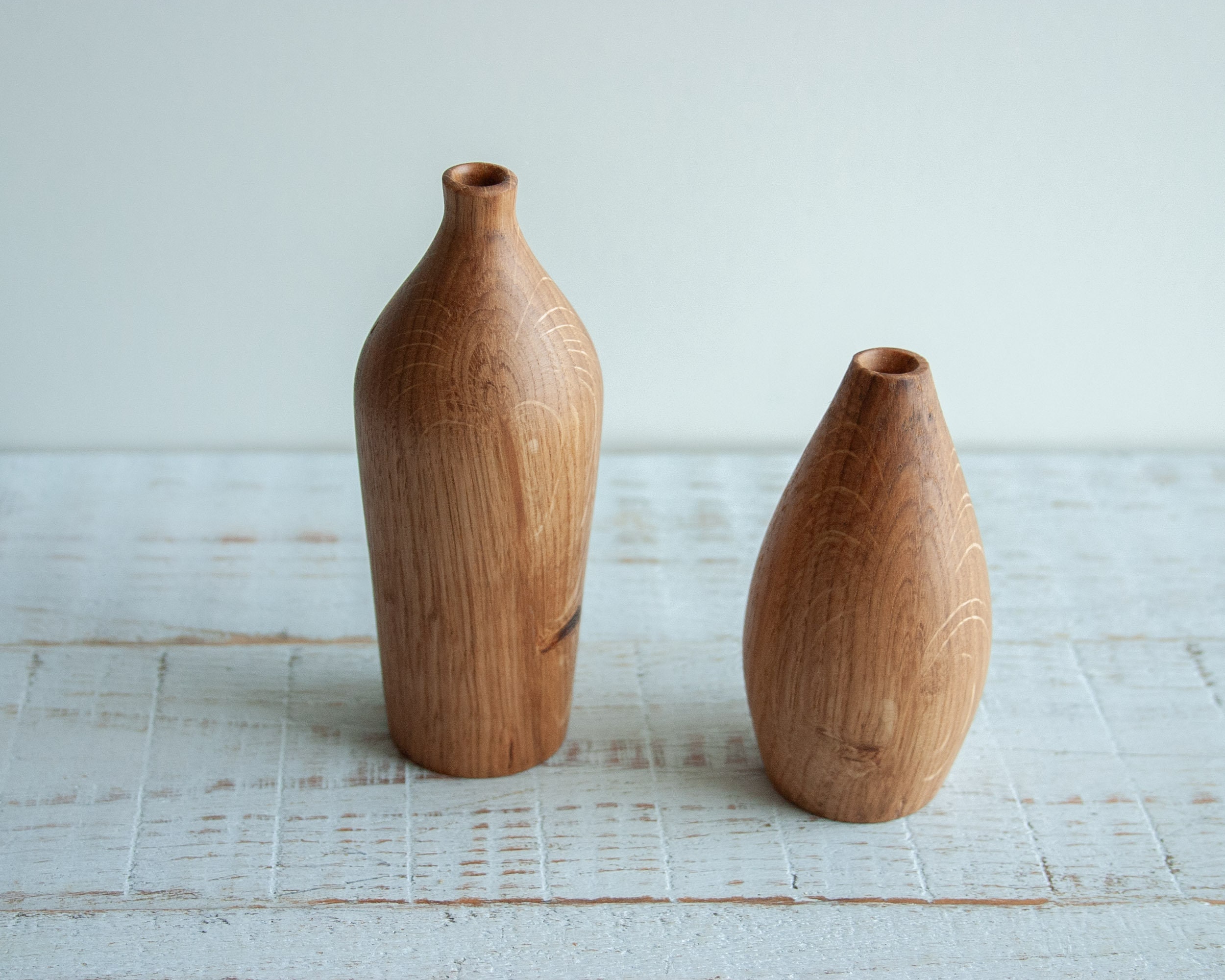 Set of 2 Hand-turned Wooden Vases, Minimalist Decor for Dried Flowers ...