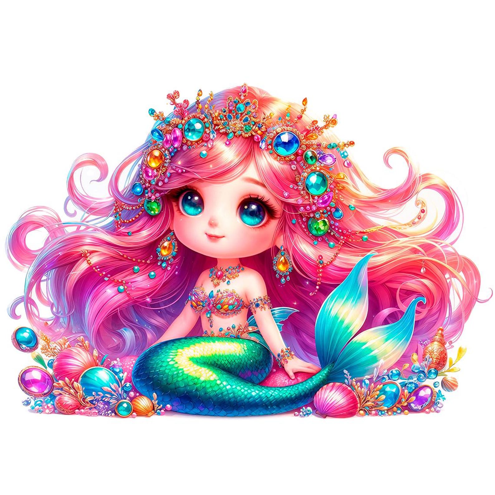 Cute Mermaid Clipart 10 High-quality JPG, Magical Cute Mermaid Clipart ...